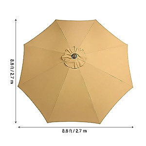 9ft Round Patio Umbrella Surface Sun Umbrella for Garden Yard Picnic Outdoor Replaceable Umbrella Surface