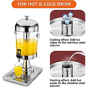 Beverage Dispenser Stainless Steel Drink Dispensers Coffee Urns, 8L/2.2 Gallon Water Dispenser with Spigot for Hot Cold Drinks Beer(Silver)