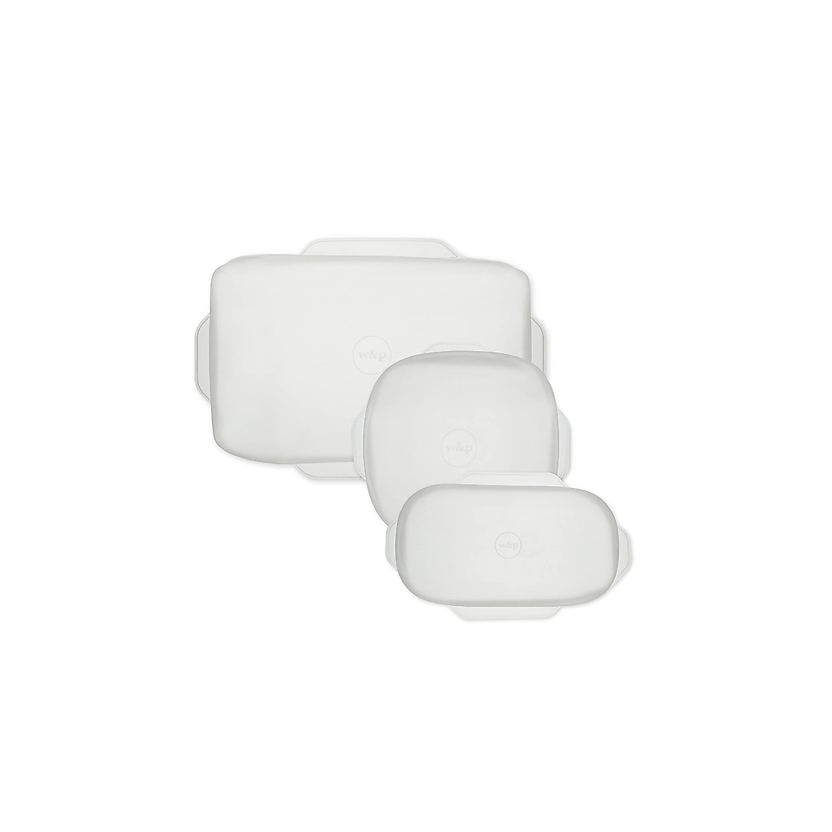 W&P Reusable Silicone Stretch Lid, Set of 3 – Casserole (9x13), Brownie (8x8), Loaf (5 x 9), Dishwasher Safe, Freezer Safe, LFGB/Premium Materials, Microwave Safe, Clear