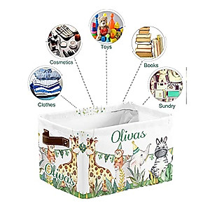 Personalized Storage Bins, Custom Storage Basket Boxes for Organizing Closet Shelf Nursery Toy Animals Celebration
