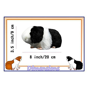 Fadoofa 8" Guinea Pig Plush Stuffed Guinea Pig Long Fur Guinea Pig Stuffed Animal Realistic Super Soft Toy Kids Gift (Black+White)