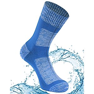 Agdkuvfhd Men Waterproof Socks for Running, Thick Warm Neoprene Quick Dry Wading Socks Fly Fishing Kayaking Water Sports Crew Socks 1 Pair (Blue, Large)