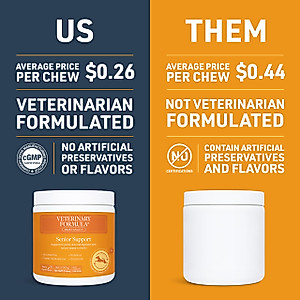Veterinary Formula Smart Vitality Senior Support Supplement for Dogs - Soft Chews, 100ct - Support Healthy Joints, Skin, Gut, and Immunity with Glucosamine Chondroitin for Dogs