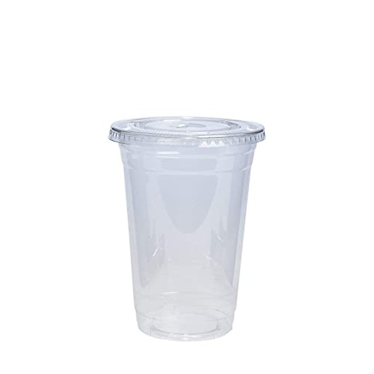 Comfy Package [20 oz. - 100 Sets Clear Plastic Cups With Flat Lids