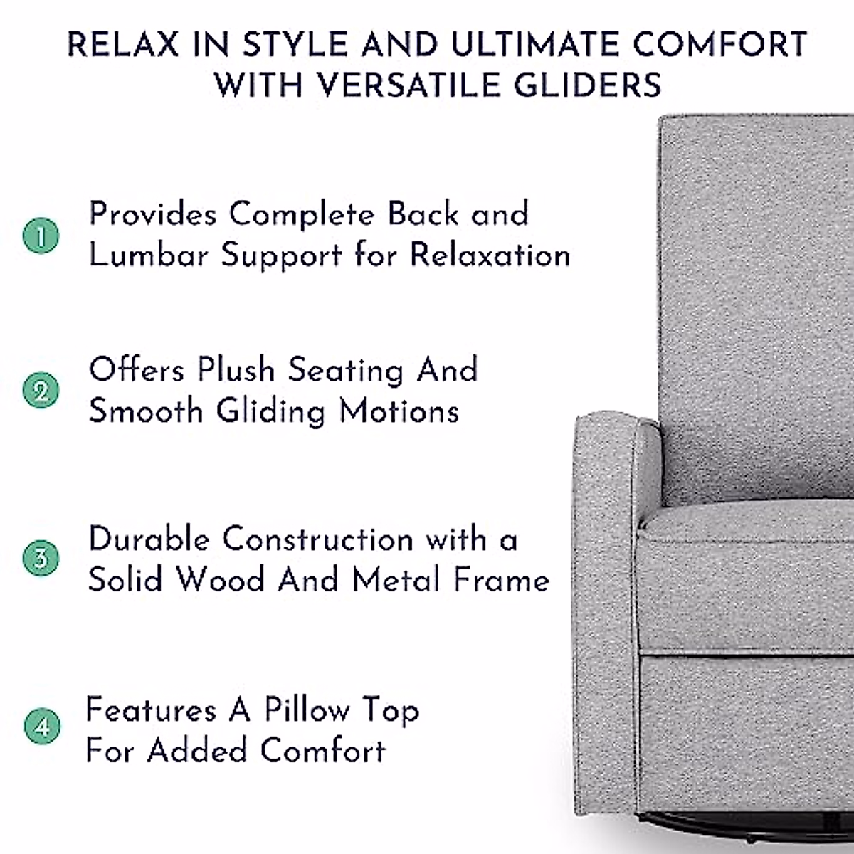 Evolur Skye Swivel Easy Assembly Recliner Chair Gliders, Cobblestone