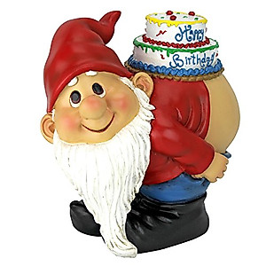 Birthday Decorations - Garden Gnome Statue - Loonie Moonie Happy Birthday Gnome Statue - Naughty Gnomes - Mooning Gnomes Statues