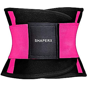 SHAPERX Women Waist Trainer Belt Waist Trimmer Belly Band Body Shaper Sports Girdles Workout Belt, SZ8002-Rose-S