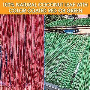 SN SKENNOVA - 1 Piece of 27-28-inch Colorful Asian Coconut leaf Broom Multi-Surface Sturdy Authentic Thai Natrual Broom (Green)
