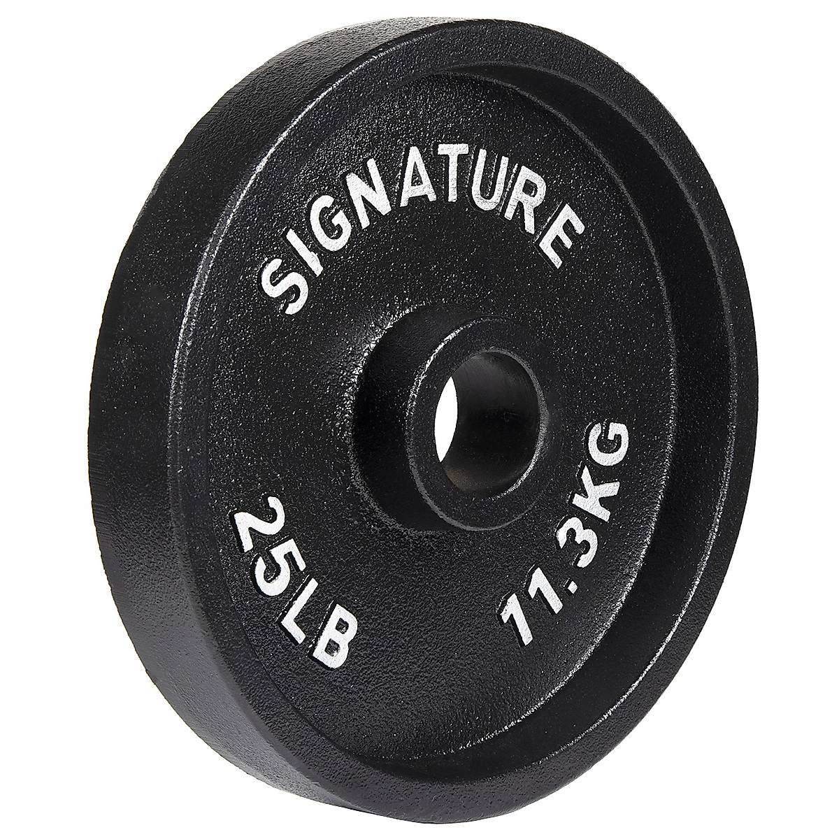 Signature Fitness Deep Dish 2-Inch Olympic Cast Iron Weight Plates with E-Coating, Black