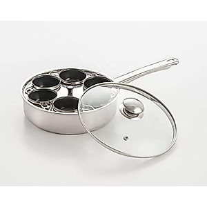 ExcelSteel Fits All 2.5" Size, Perfectly Poached Brunch Nonstick Egg Poacher Replacement, 4 Cups, Gold