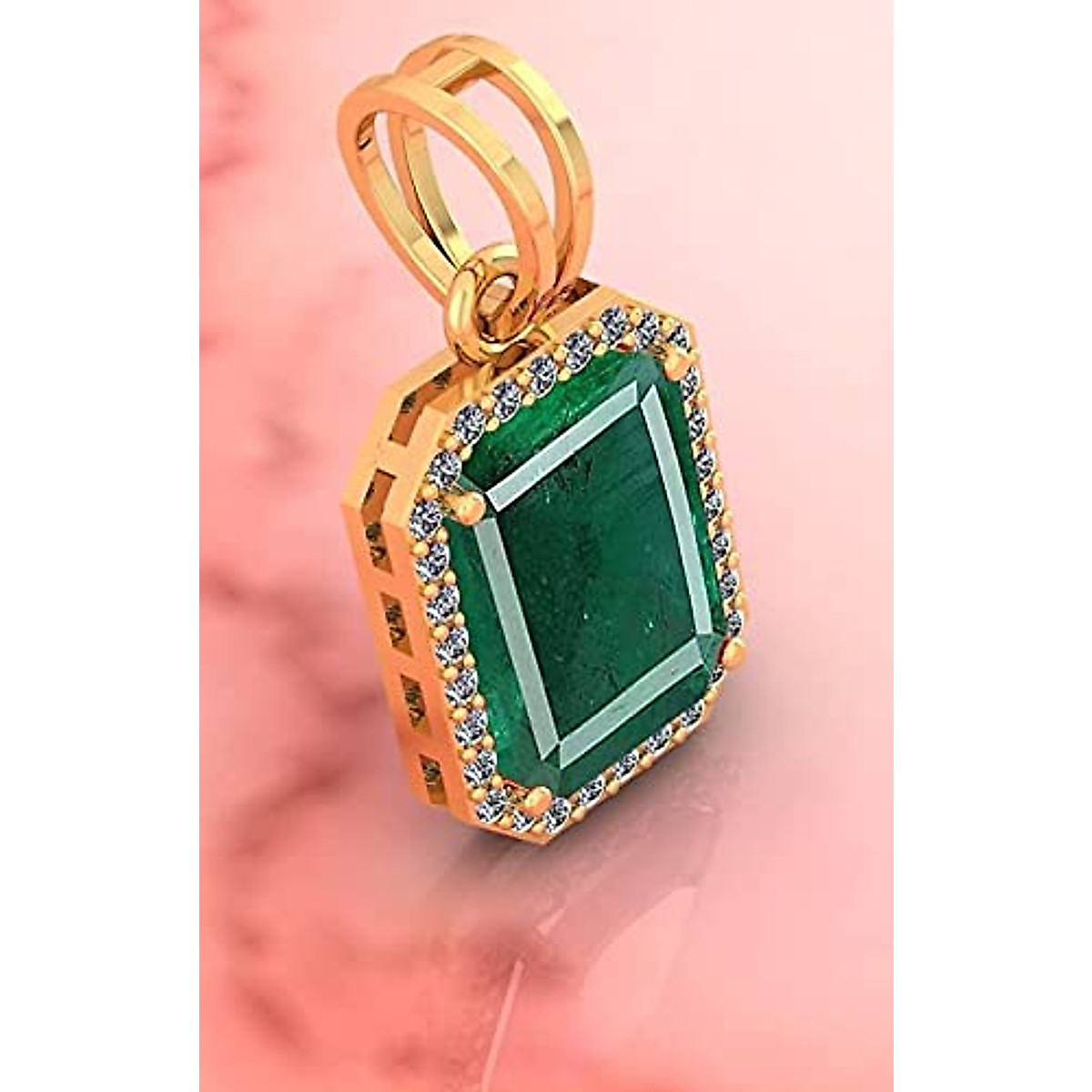 LMDPRAJAPATIS Lab Certified simuleted 10X15MM Zambian Emerald Panna Jwelery Pendant for 22k Gold Plated