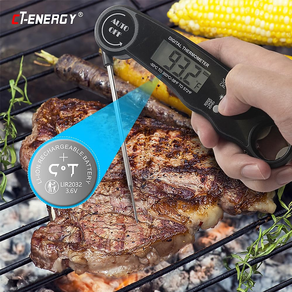 CT-ENERGY Rechargeable 2032 Batteries 3.6V Lithium Ion Button Coin Cell Batteries of Airtag Car Key Fob Batteries CR2032 Rechargeable (4pcs)