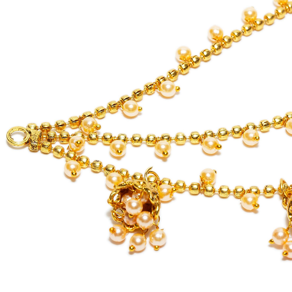 Bindhani Gold Plated Bahubali Earrings Hair Chain With Small Dangling Jhumki Crafted By Indian For Women