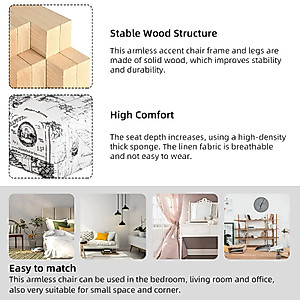 STHOUYN Modern Fabric Print Armless Accent Chair Decorative Corner Side Slipper Vanity Chair for Bedroom Desk, Living Room Furniture Map Design White