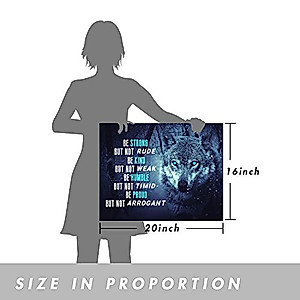 Motivational Wall Art Inspirational Quotes Office Canvas Poster Print Framed Artwork Mindset Like A Wolf Home Decor for Living Room Bathroom Decoration 16x20inch