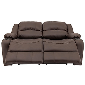 RecPro Charles 58" Powered Double RV Wall Hugger Recliner Sofa RV Loveseat with Upgraded 2023 Fabric (Chestnut)