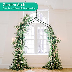 SCENDOR Garden Arch Trellis 8.4 Ft High x 4.6 Ft Wide, Dark Green Iron Arbor, Courtyard Arbor Trellis for Various Climbing Plants Rose, Outdoor Archway Wedding Ceremony Party