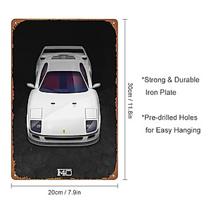 Ferrari F40 Sports posters Retro Metal tin Sign Halloween Tin Sign,Cave,Bar,Club, Home Wall Art Metal Tin Sign 8x12 inches