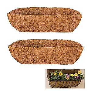 HHTHH 2pcs Trough Coco Liner 30 inch Wall Planter Replaceable Coco Liner for Window Box, Fence Flower Baskets-