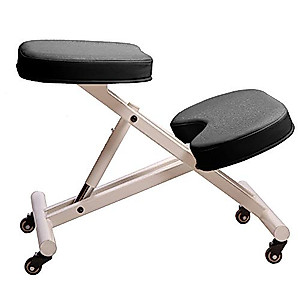 Modern Home Ergonomic Rolling Kneeling Posture Chair - White/Black