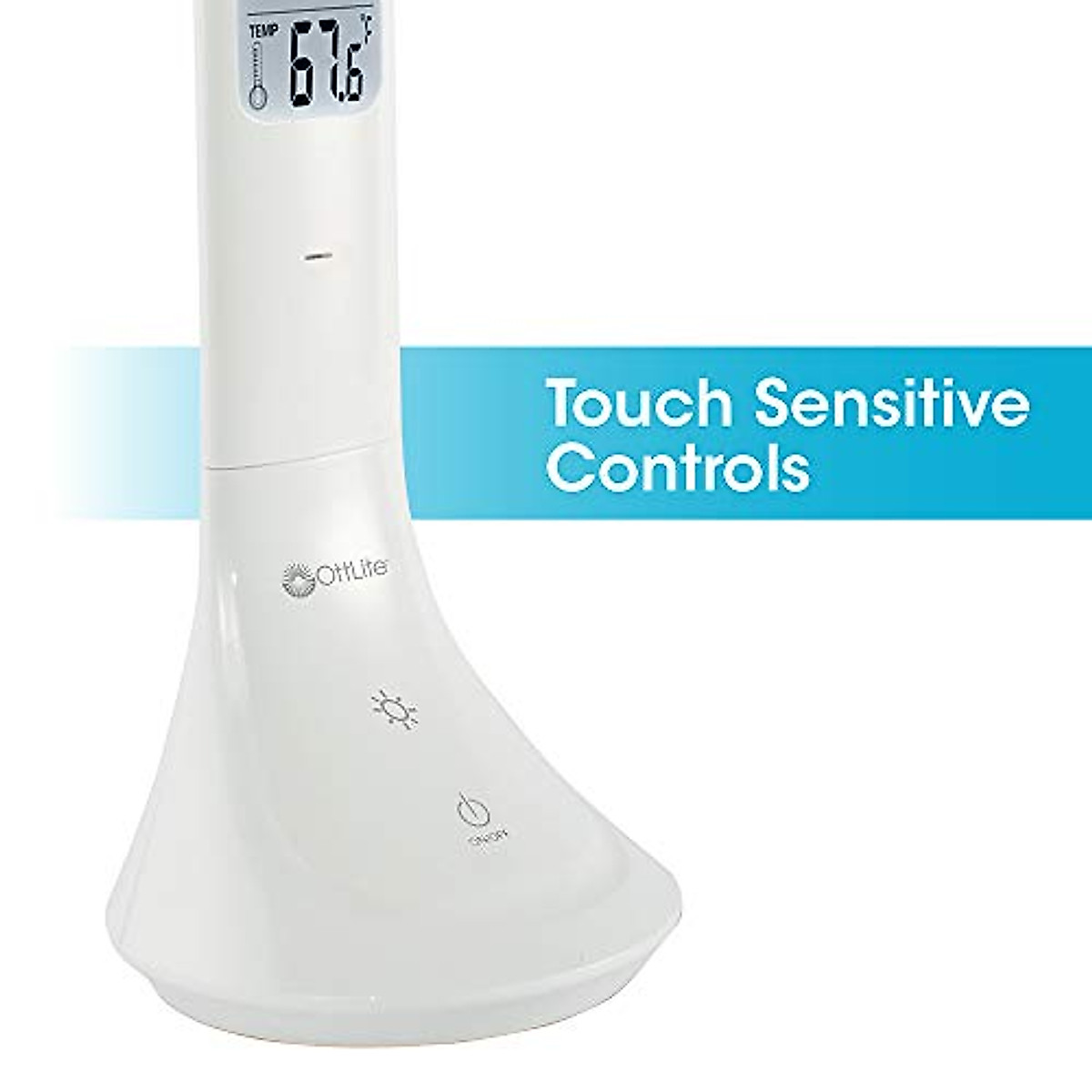 OttLite Travel LED Task Lamp with ClearSun LED Technology - Cordless, Digital Display & Touch Activated Controls - Portable Desk Lamp with Rechargeable Battery - for Home Reading, Office