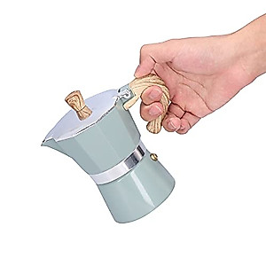 Serlium Coffee Pot,150ML Stovetop Moka Maker Coffee Maker Kettle with Green Red Blue for Gas Stove Ethanol Stove(Blue)