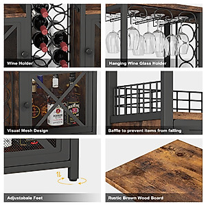 Homeiju Mini Bars for Home, Wooden Coffee Bar Cabinet, Modern Liquor Cabinet for Liquor and Glasses, Farmhouse Buffet Wine Bar Cabinet with Storage Sideboard for Home Kitchen Dining Room