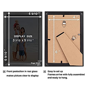 LaVie Home 4x6 & 5x7 Picture Frames (4 Pack, Black) Simple Designed Photo Frame with High Definition Glass for Wall Mount & Table Top Display, Set of 4 Classic Collection