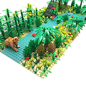 Forest Garden Building Sets Parts,Plants Trees Flowers Scenery Accessories Animals Building Bricks Toy Set for Boys Girls Kids 6+ Gifts(2 Pieces 10" Base Plates)