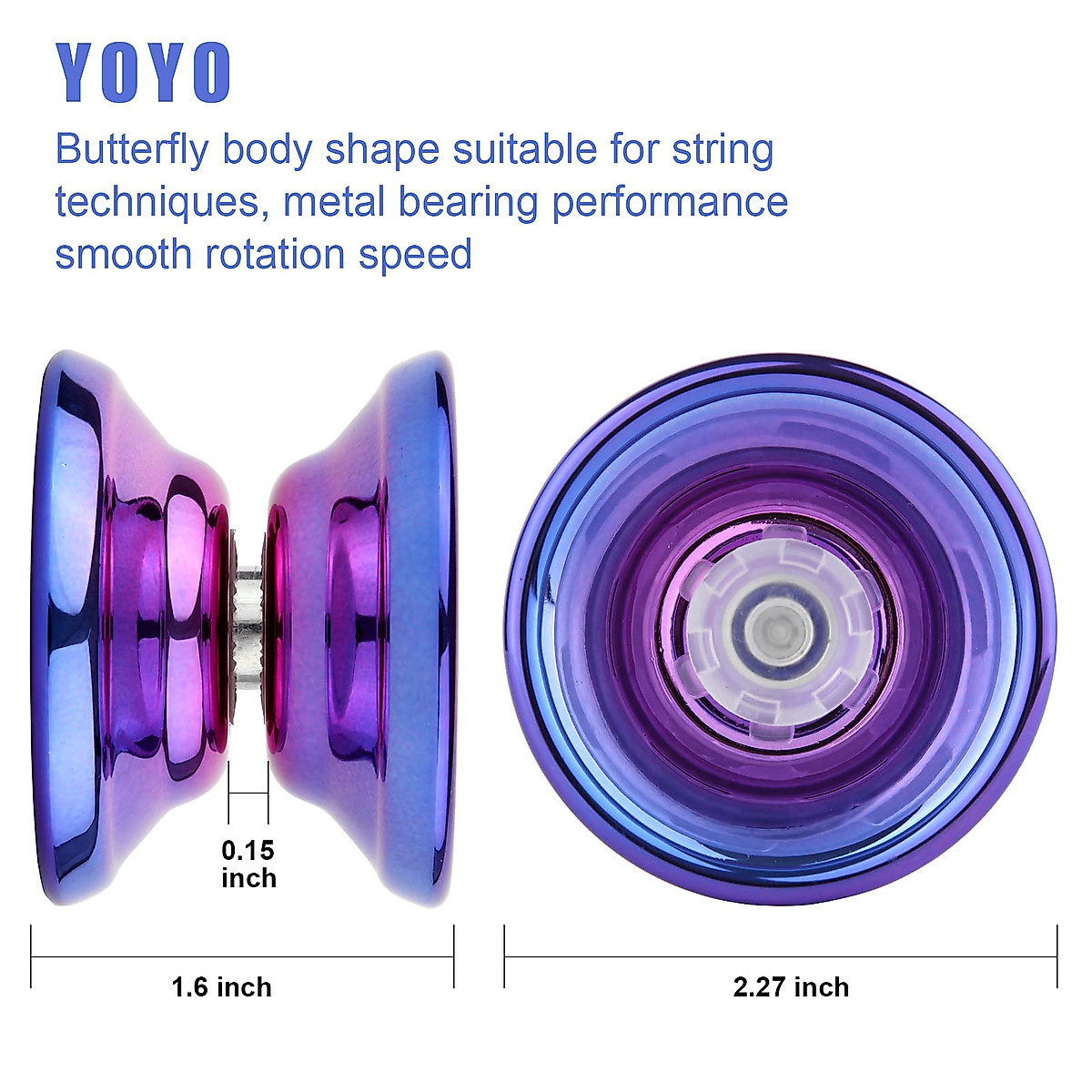 LUOMAJA Professional Unresponsive Yoyo Ball - Miraculous Metal Yo Yo Magic for Kids Beginner with 10 String Pack + 2 Dragon Finger Gloves for Beginner & Professional (JD306)