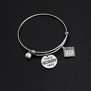 Gzrlyf Bingo Bracelets for Women Crazy Bingo Lady Jewelry Funny Bingo Gifts for Bingo Players Bingo Lovers Gifts(crazy bingo lady)
