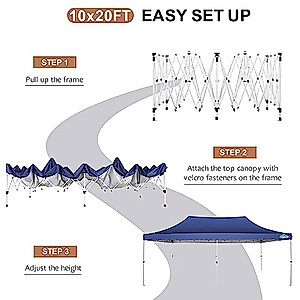 COBIZI Canopy 10x20 Pop up Canopy Gazebo 2.0, Outdoor Canopy Tent with 6 Removable Sidewalls, Easy up Sun Shade UV Blocking Waterproof Outdoor Tent for Backyard, Parties,Wedding,Birthday,BBQ, Blue