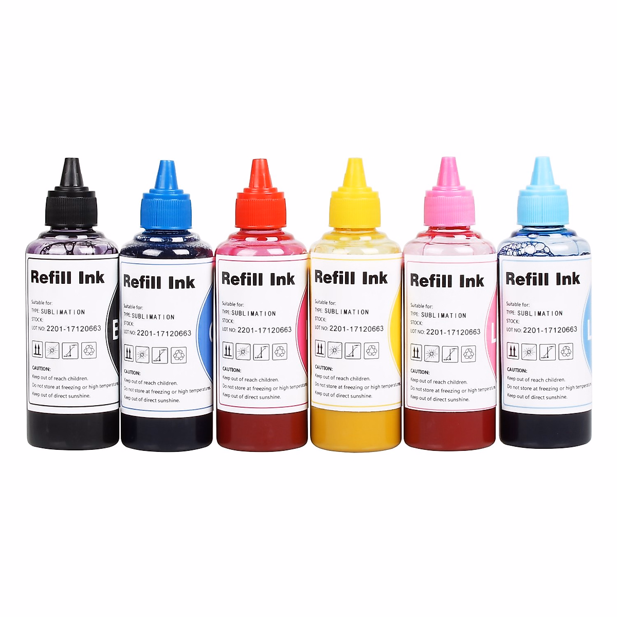 CoYlBod 6 Colors Sublimation Ink Refilled Bottles for Epson Artisan 1430 1400 835 L805 L800 837 710 810 700 725 730 Printers,Sublimation Ink 6 Colors Refill Ink kit for Refillable Cartridges CISS