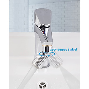 Hibbent Faucet Aerator, 360 Degree Swivel Kitchen Sink Faucet Aerator, Dual-function Bathroom 2-Flow Sprayer Faucet Head, Faucet Replacement Part, 55/64 Inch-27UNS Female Thread-Chrome