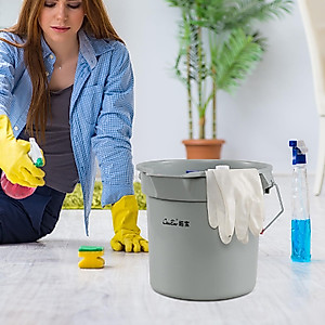 Begale 3.5 Gallon Commercial Cleaning Pail, Plastic Round Car Wash Bucket with Handle, Gray, Pack of 4