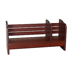 Proman Products Renaissance Desktop Red Wood Book Rack Adjustable with Drawer, 24" W x 8" D x 12" H, Reddish Walnut