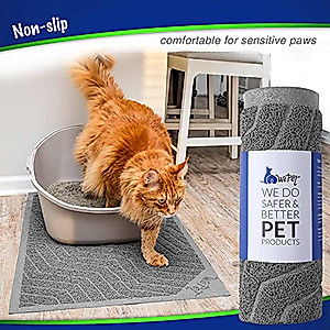 WePet Cat Litter Box Mat, Kitty Premium PVC Pad, Durable Trapping Rug, Phthalate Free, Urine-Resistant, Scatter Control, L 35 x 23, Grey