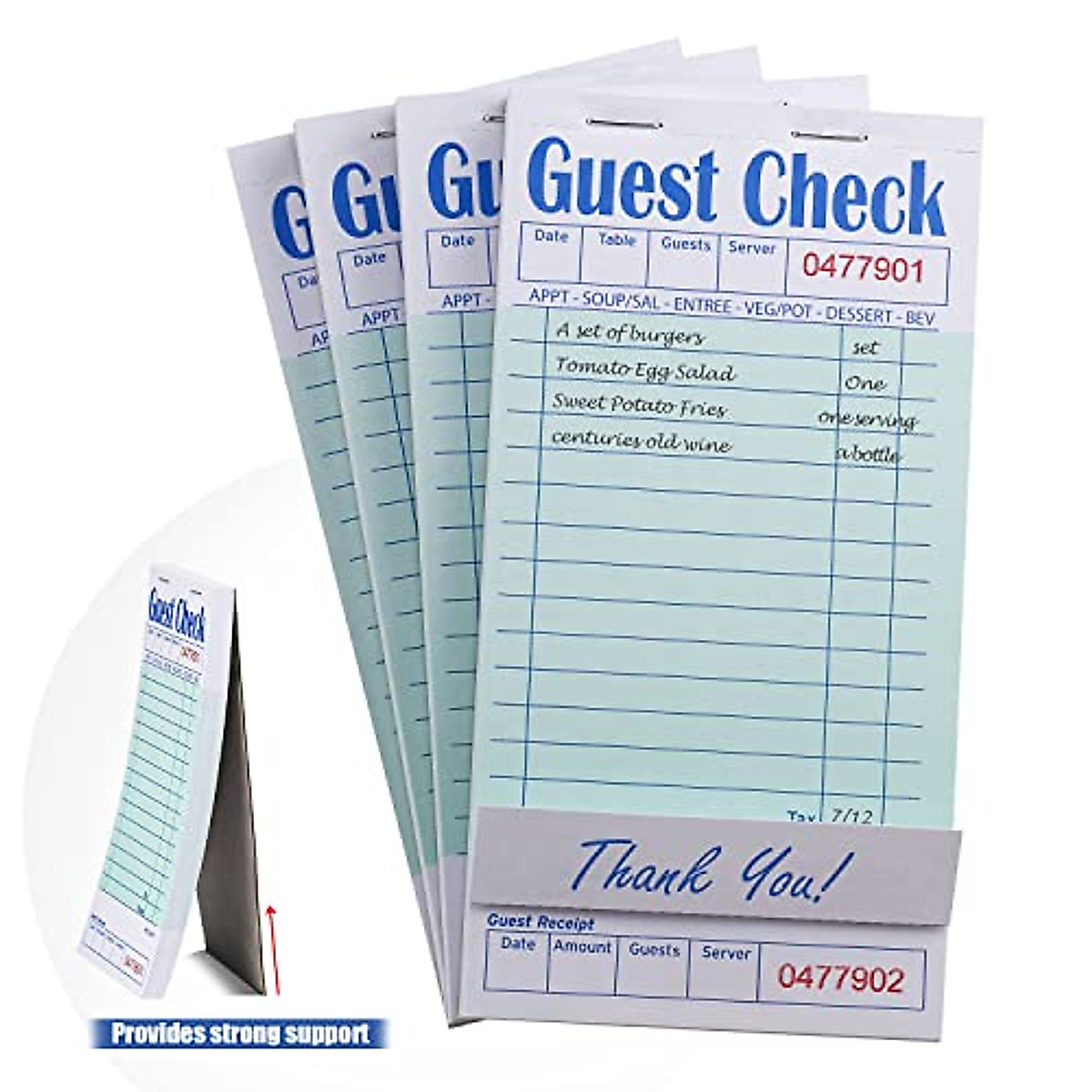 Batrical Guest Checks Server Note Pads 1000 Sheets Waitress Notepad for Restaurants (20 Books) 3.5" x 6.75" Per Ticket Book