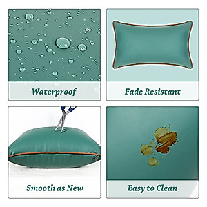 howdy deco Silicone Waterproof Lumbar Pillow Covers for Summer Outdoor Fadeproof Rectangle Pillowcase Durable Cushion Sham Decorative for Garden Patio Tent Balcony Bench Sofa 12x20 Inch, Dark Green