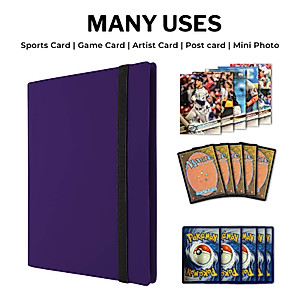 Sentinol Small Card Collection Binder - 4 Pocket Trading Card Binder with Sleeves Hold 160 Cards in Heavyweight Sleeves, Card Album for Baseball Card, Hockey Cards, Mini Photos (Purple, 1 Pack)