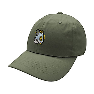 JPAK Angler Fish Dad Hat Embroidered Baseball Cap Funny Olive Green