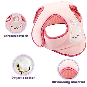 KAKIBLIN Baby Safety Head Support Hat, Infant Breathable Adjustable Safety Protective Cap for Toddlers Learn to Walk, Pink