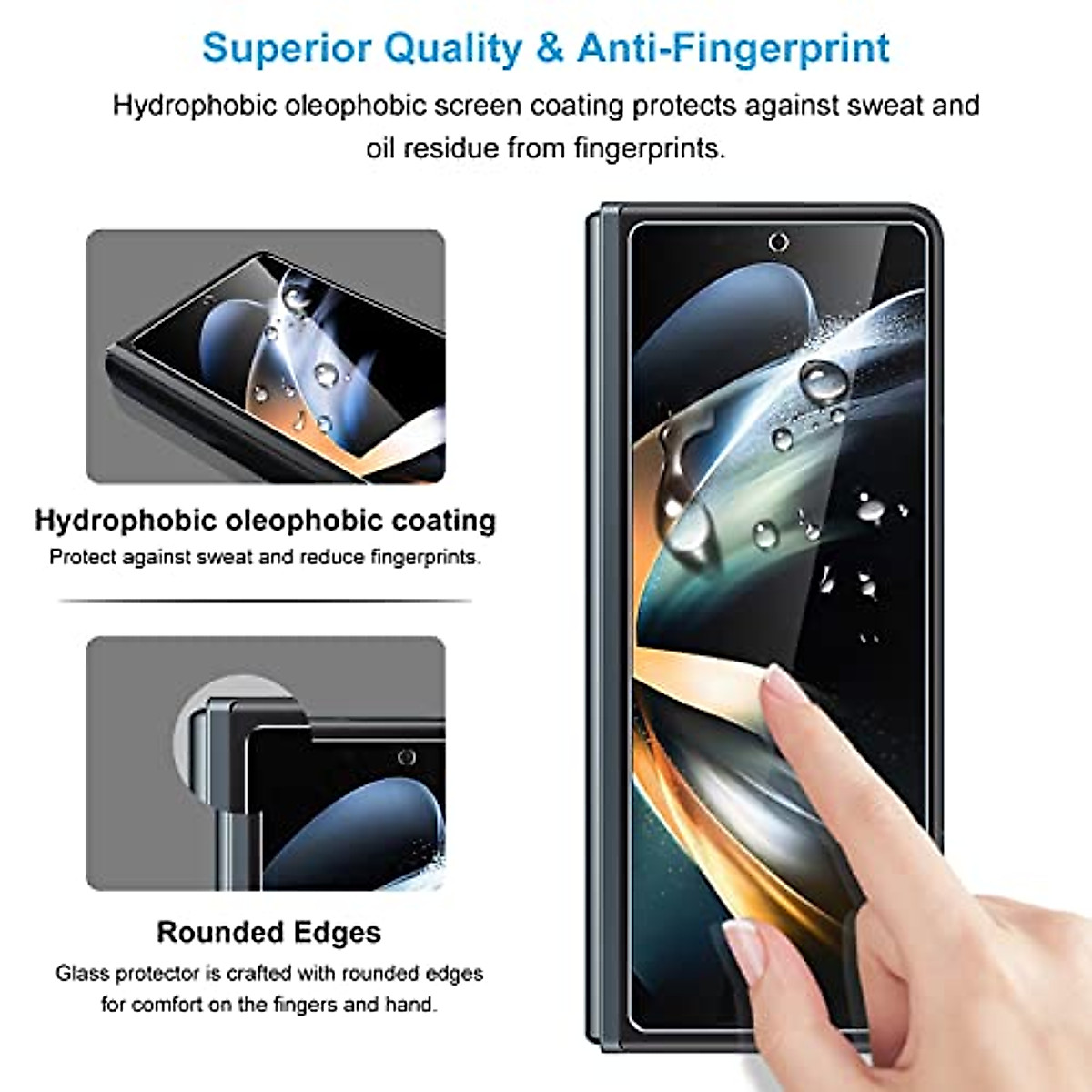 LYWHL [2-Pack for Samsung Galaxy Z Fold 4 Screen Protector, HD Clear Tempered Glass Protector Film for Galaxy Z Fold 4 5G 6.2 Inch, Anti Scratch Bubble Free Case Friendly Easy Install - Transparent