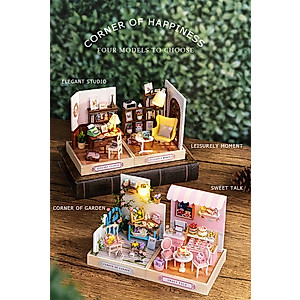 Flever Dollhouse Miniature DIY House Kit Creative Room with Furniture for Romantic Valentine's Gift (Corner of Garden)