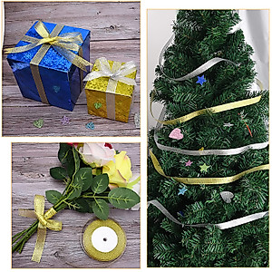 Livder 3 Rolls 75 Yards in Total Metallic Glitter Ribbon for Gift Wrapping Birthday Holiday Graduation Party Decoration (Golden, Silvery, Silver-Black)