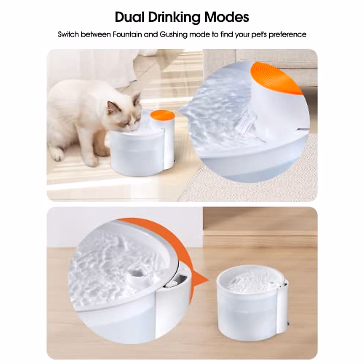 WOPET Cat Water Fountain W500, 118oz/1GAL Ultra Silent True Filtering Dog Water Fountain with Smart Pump LED Light and 6 Layers Filtration, Safe BPA-Free Pet Water Dispense for Multi-Cats (White)