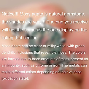 LUO Round Cut 1.25 Carat Natural Moss Agate Ring 925 Sterling Silver Engagement Wedding Ring 7 mm Green Agate Olive Leaf Promise Statement Ring for Women US Size 7