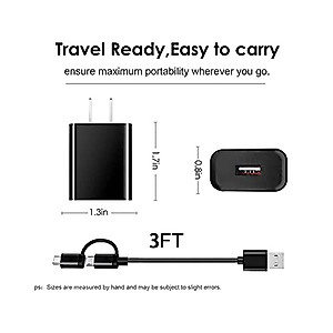 Mirco USB C Wall Charger Charging Cable Cord Compatible for Jitterbug Flip 2 Flip 3, Smart 2 Smart 3, Alcatel One Touch Go 3 Go Flip 4 Go Flip V, Smartflip 4052r 5044C 5002r, TCL Flip Pro A2 A3 A3X 4X