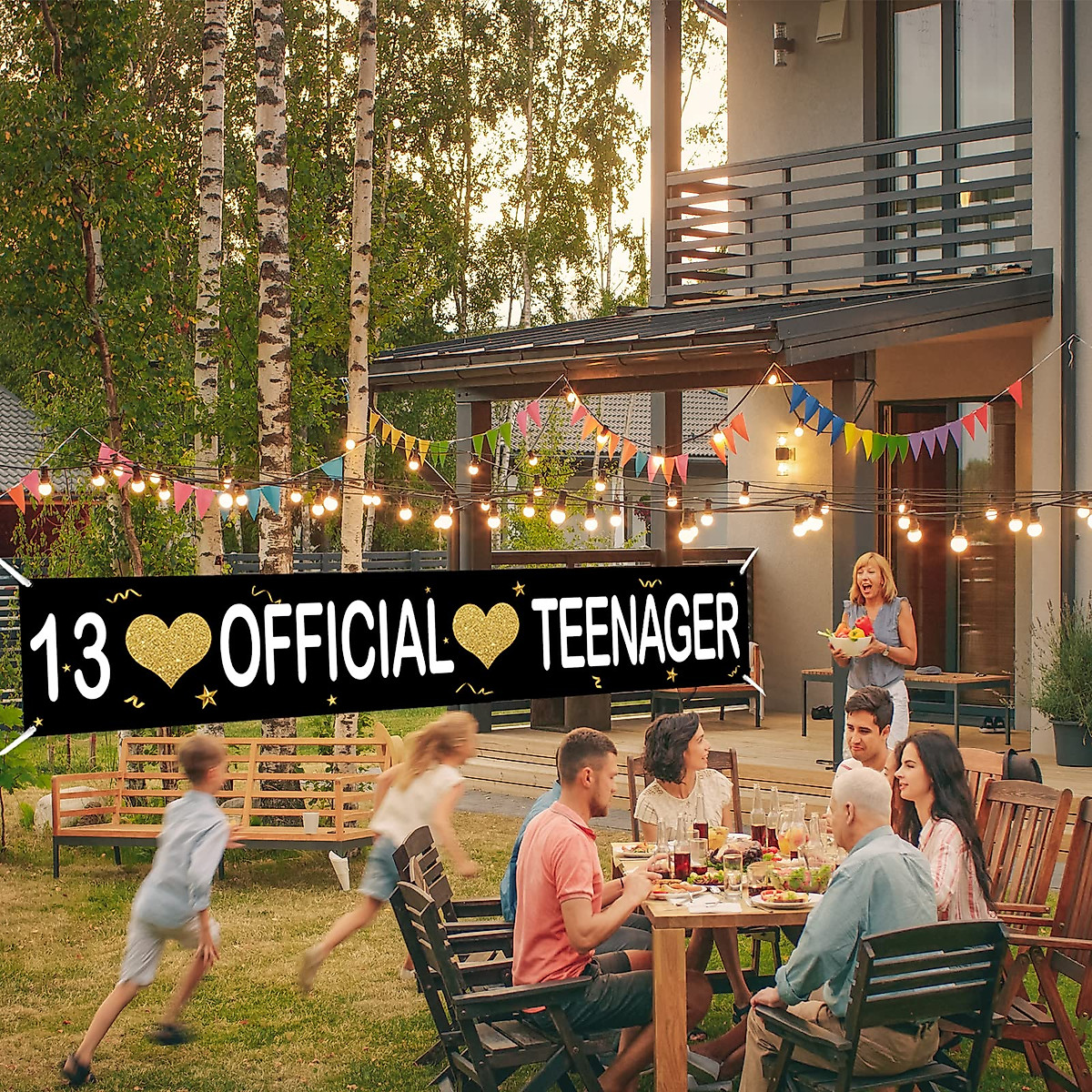 Labakita Large Happy 13th Birthday Banner, 13 Teenager Birthday Banner, 13th Birthday Decorations for Boy or Girl, Teen's 13th Birthday Photo Props