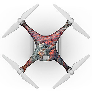 Design Skinz Design Skinz Grungy Orange and Teal Dyed Wood Surface Full-Body Wrap Decal Skin-Kit Compatible with The Drone DJI Phantom 4 Pro